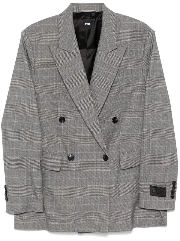 BOSS Prince Of Wales-check Blazer - Black