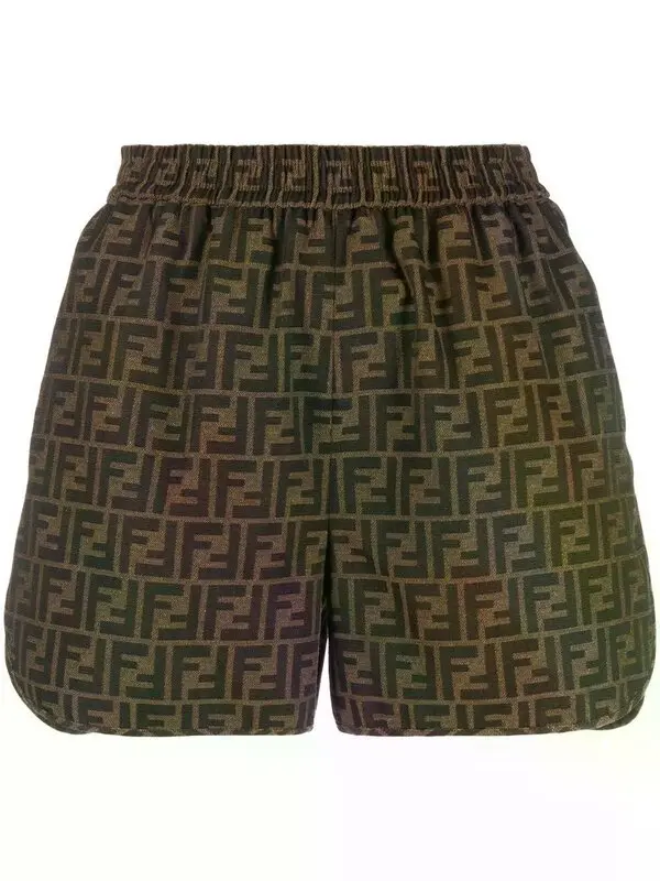Fendi Ff Monogram Shorts - Black