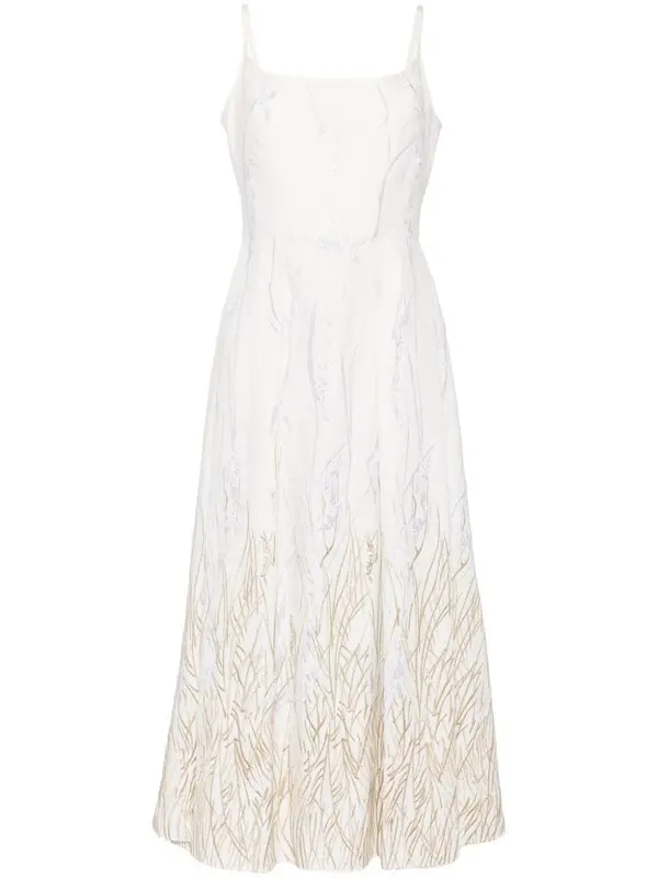 Elie Saab Arboreal Embroidered Midi Dress