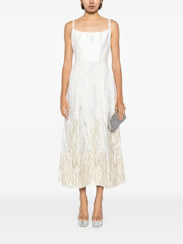 Elie Saab Arboreal Embroidered Midi Dress