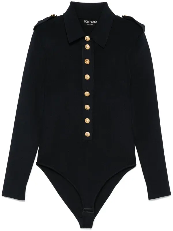 TOM FORD Ribbed-knit Bodysuit - Blue