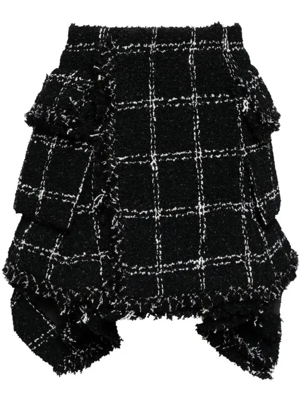 Sacai Asymmetric Tweed Skirt - Black