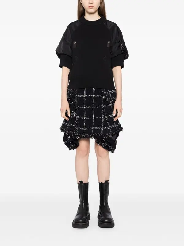 Sacai Asymmetric Tweed Skirt - Black