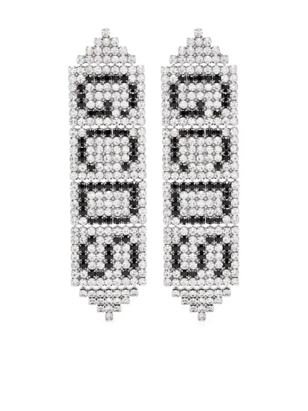 Gcds Logo Rhinestone Embellishment Drop Earrings - Silver
