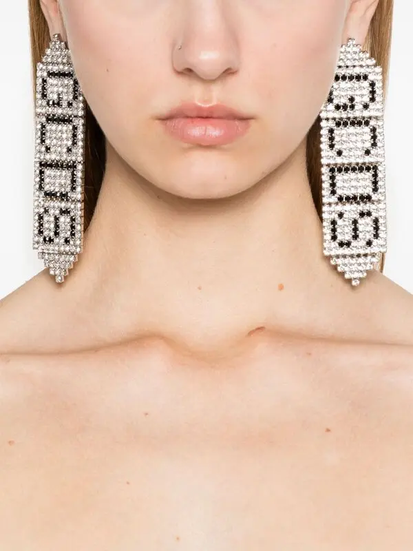 Gcds Logo Rhinestone Embellishment Drop Earrings