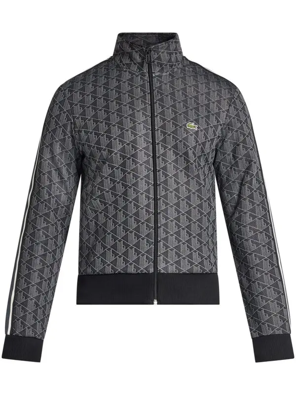 Lacoste Paris-monogram Zip-up Sweatshirt - Black