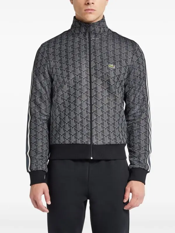 Lacoste Paris-monogram Zip-up Sweatshirt - Black