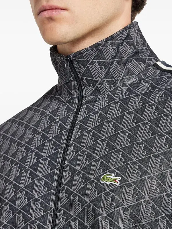 Lacoste Paris-monogram Zip-up Sweatshirt - Black