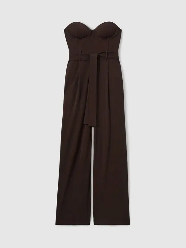 REISS Estel Atelier Strapless Crepe Bustier Jumpsuit
