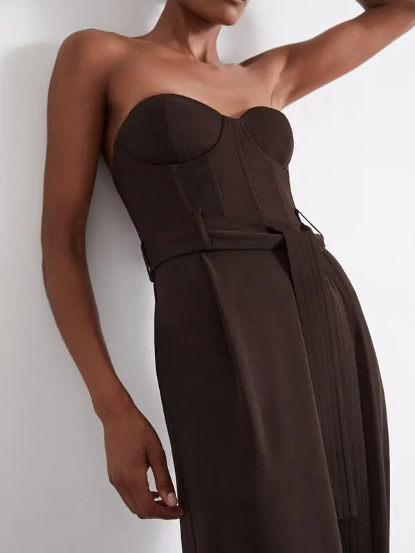 REISS Estel Atelier Strapless Crepe Bustier Jumpsuit