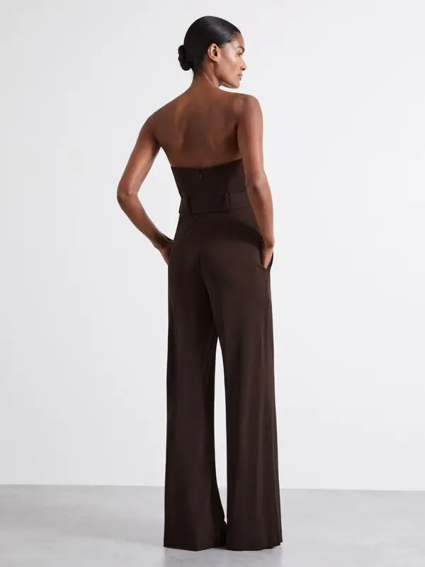 REISS Estel Atelier Strapless Crepe Bustier Jumpsuit