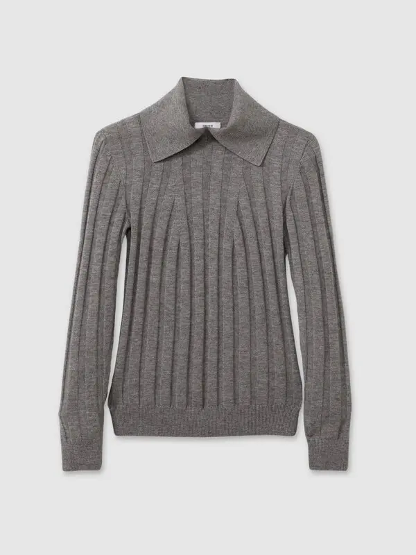 REISS Winter Ribbed Collared Top