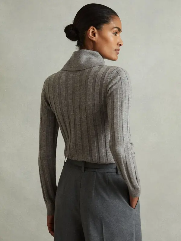 REISS Winter Ribbed Collared Top