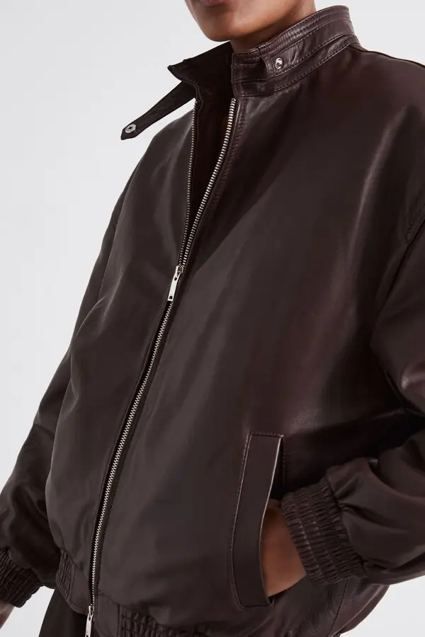 REISS Dru Atelier Leather Bomber Jacket