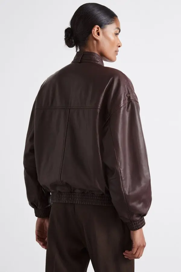 REISS Dru Atelier Leather Bomber Jacket