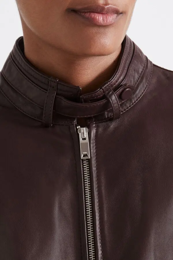 REISS Dru Atelier Leather Bomber Jacket