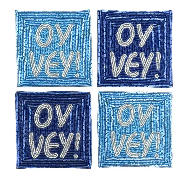 SUDHA PENNATHUR Sudhan Pennathur Oy Vey Beaded Drink Coasters, Set Of 4 - No Color