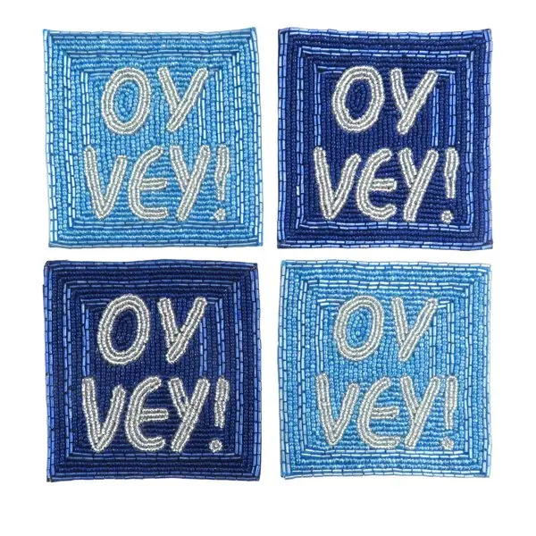 SUDHA PENNATHUR Sudhan Pennathur Oy Vey Beaded Drink Coasters, Set Of 4