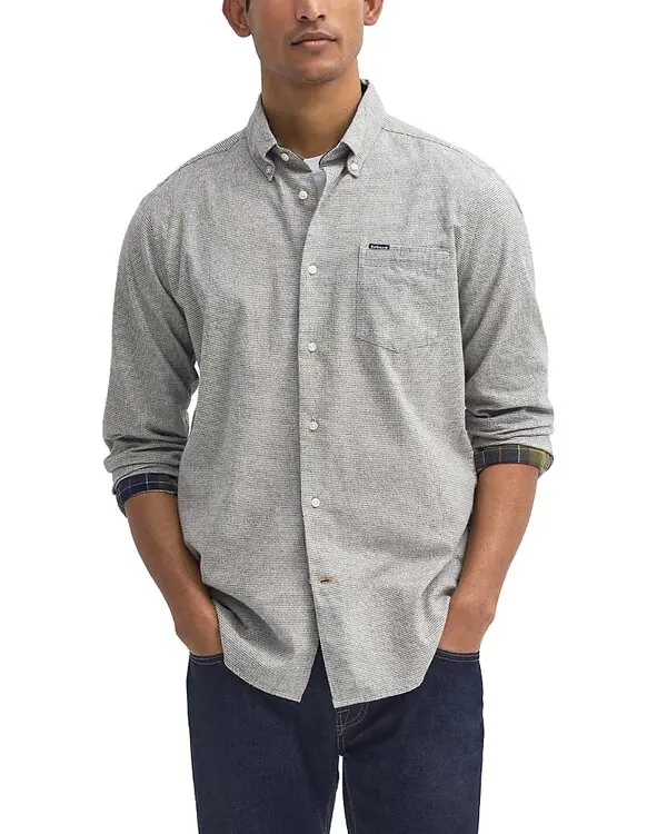 Barbour Turner Tailored Fit Houndstooth Shirt - Olive