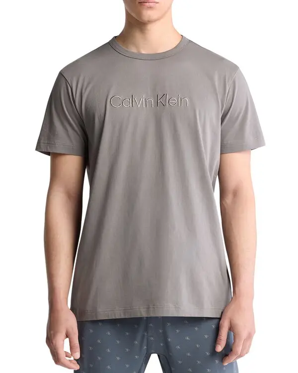 Calvin Klein Embroidered Logo Tee - Brushed Nickel