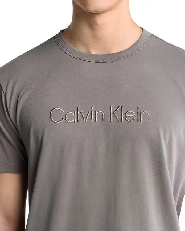 Calvin Klein Embroidered Logo Tee - Brushed Nickel