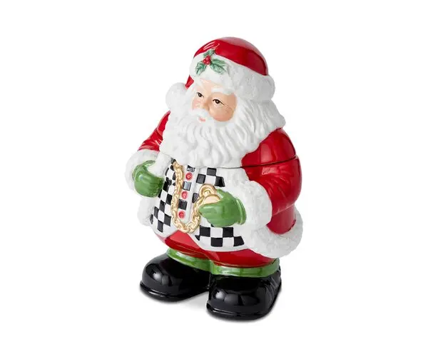 SPODE Christmas Tree Figural Black And White Santa Candy Jar