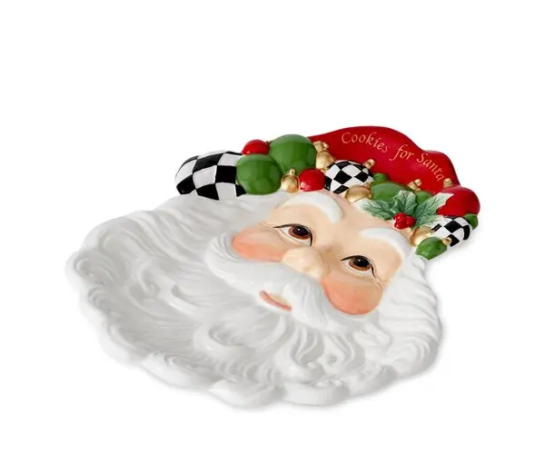 SPODE Christmas Tree Figural Black And White Santa Plate