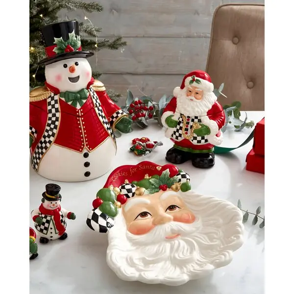 SPODE Christmas Tree Figural Black And White Santa Plate