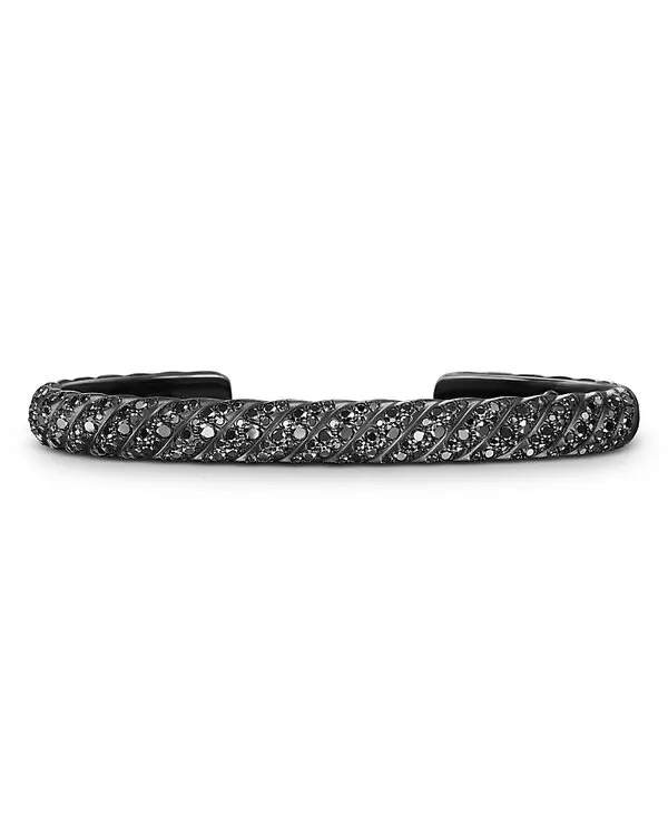 David Yurman Sculpted Cable Cuff Bracelet In Titanium With Diamonds - Black