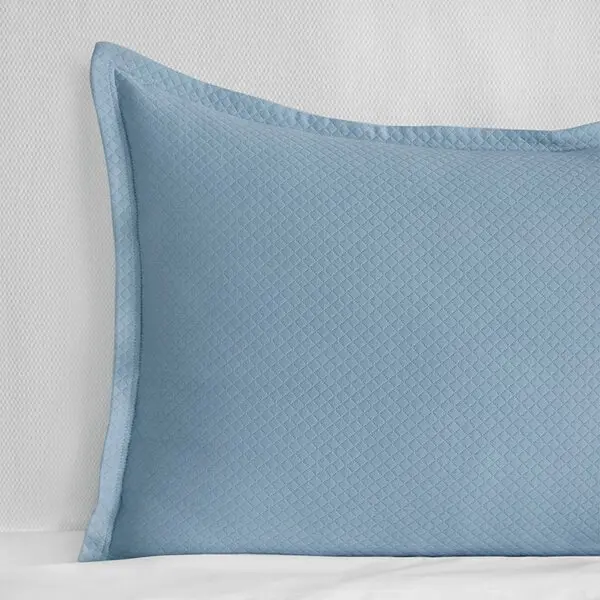 SFERRA Rombo Cotton Diamond Matelasse Euro Sham - Sea