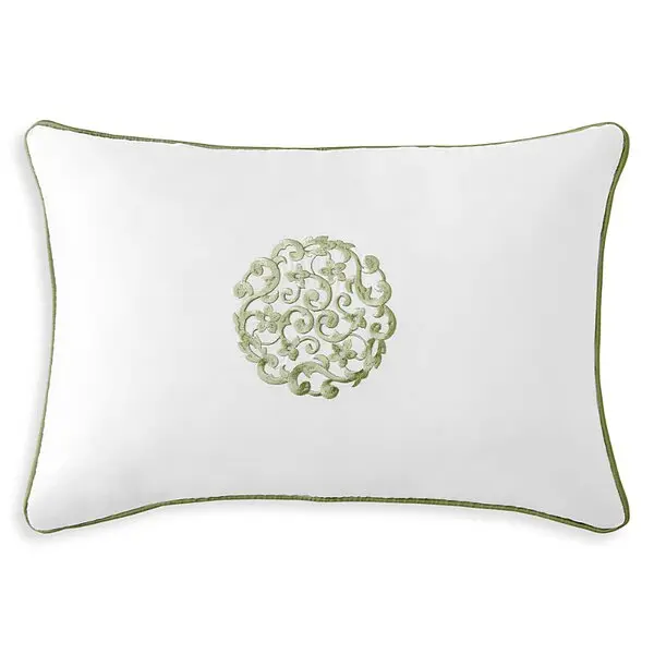 SFERRA Storia Embroidered Decorative Pillow, 12 X 18 - White/willow