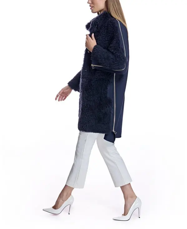 MAXIMILIAN Mixed-media Shearling Parka With Zip Trim