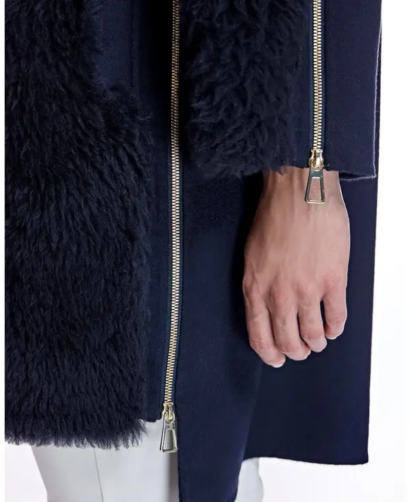 MAXIMILIAN Mixed-media Shearling Parka With Zip Trim