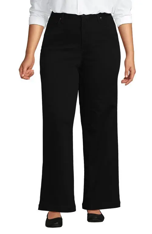 LANDS' END High Rise 5 Pocket Wide Leg Chino Pants - Black