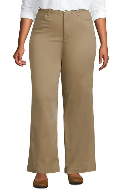 LANDS' END High Rise Wide Leg Chino Pants - Desert Tan