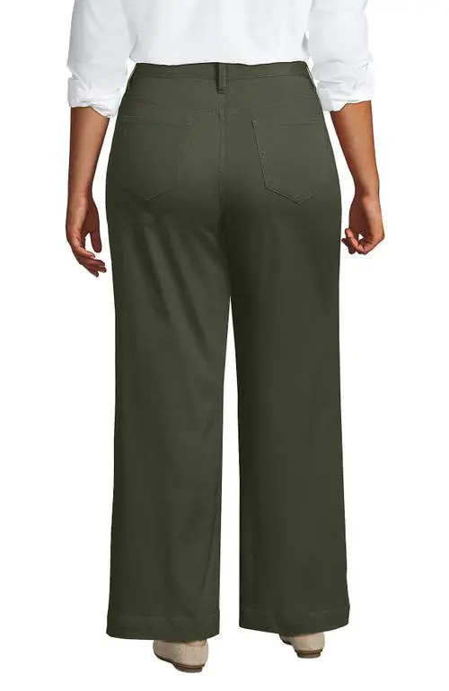 LANDS' END High Rise Wide Leg Chino Pants - Forest Moss