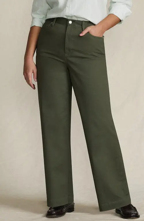 LANDS' END High Rise Wide Leg Chino Pants - Forest Moss