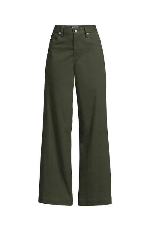 LANDS' END High Rise Wide Leg Chino Pants - Forest Moss