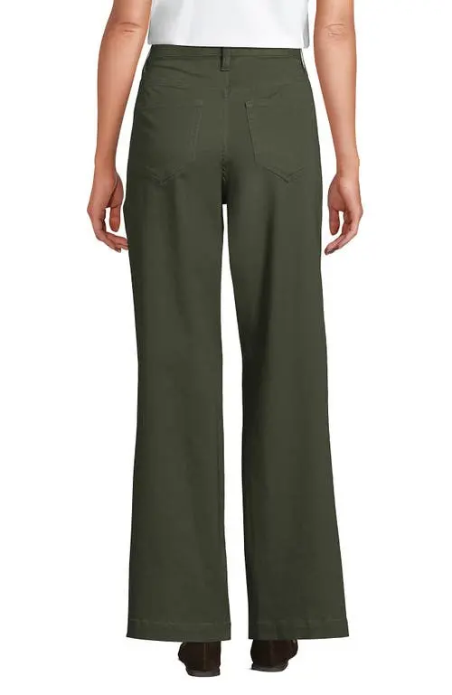LANDS' END High Rise Wide Leg Chino Pants - Forest Moss