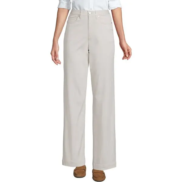 LANDS' END High Rise Wide Leg Chino Pants - Light Stone