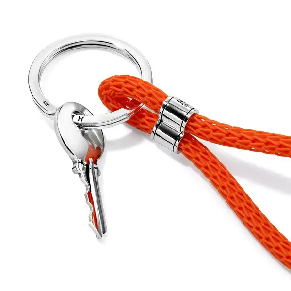 John Hardy Jh Key Chain, Sterling Silver, Rubber