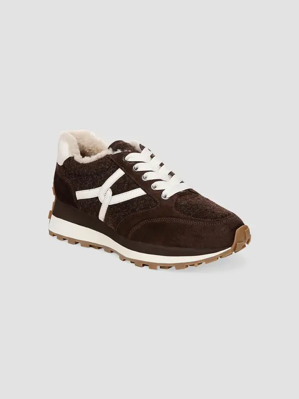 Veronica Beard Valentina-3 Shearling-lined Sneakers - Espresso