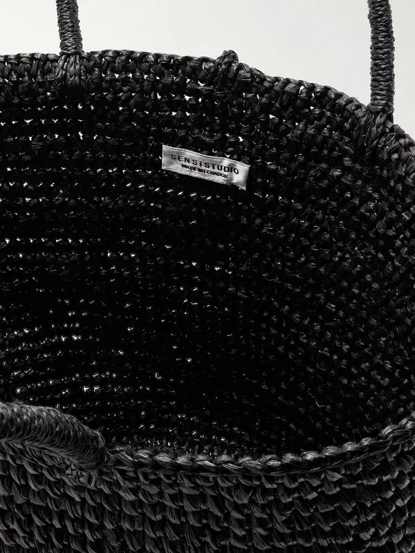 SENSI STUDIO Large Straw Tote - Black