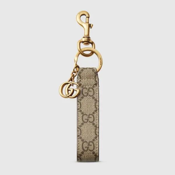 Gucci Ophidia Keychain Gg Canvas - Beige