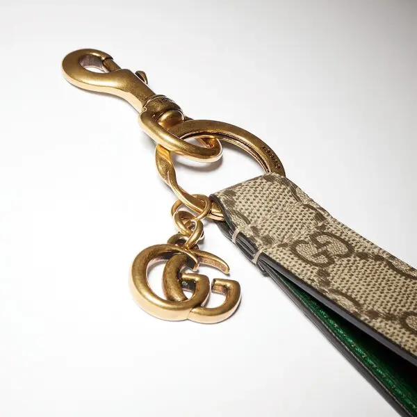 Gucci Ophidia Keychain Gg Canvas - Beige