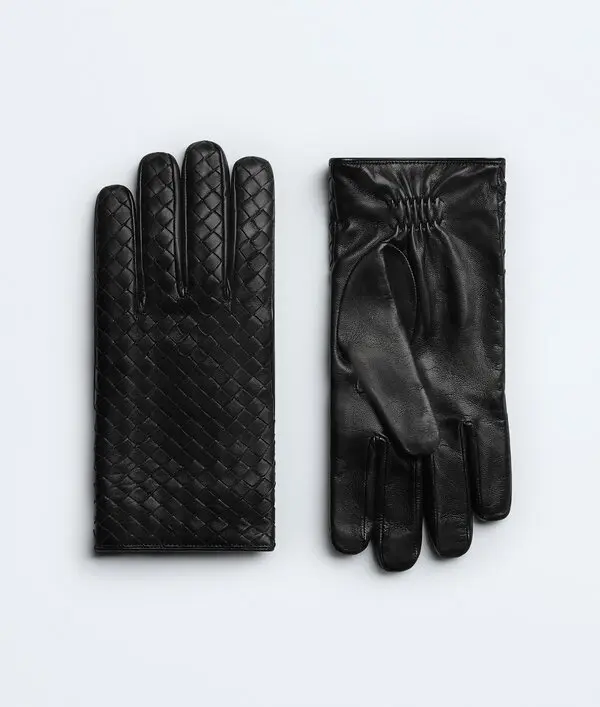 Bottega Veneta Intrecciato Leather Gloves - Black
