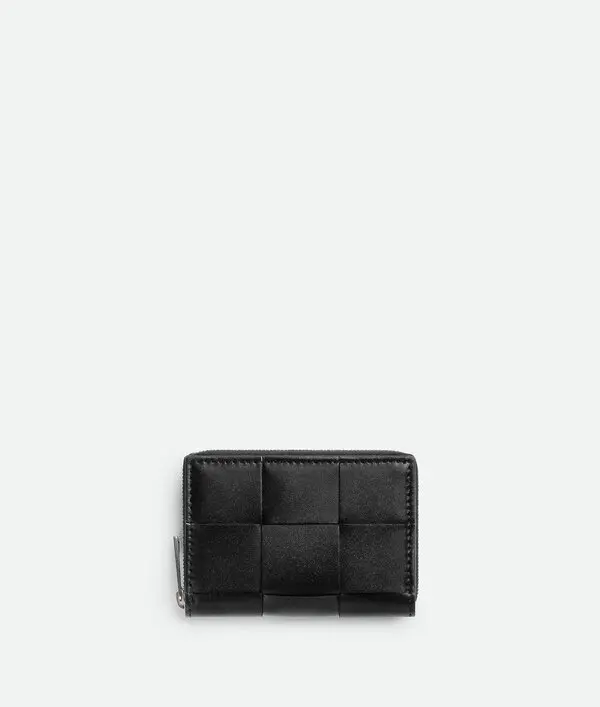 BOTTEGA  VENETA Cassette Zippered Coin Purse - Black/parakeet