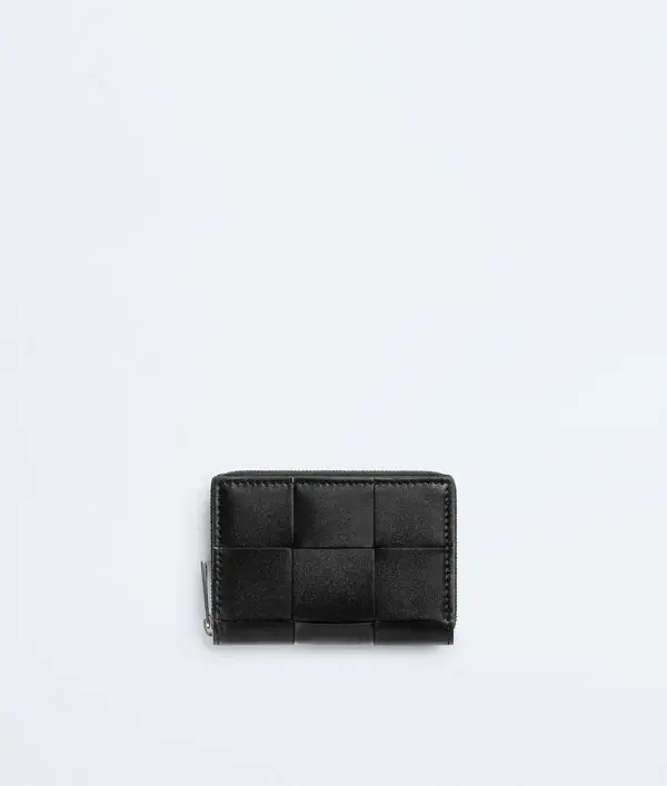 Bottega Veneta Cassette Zippered Coin Purse - Black/parakeet