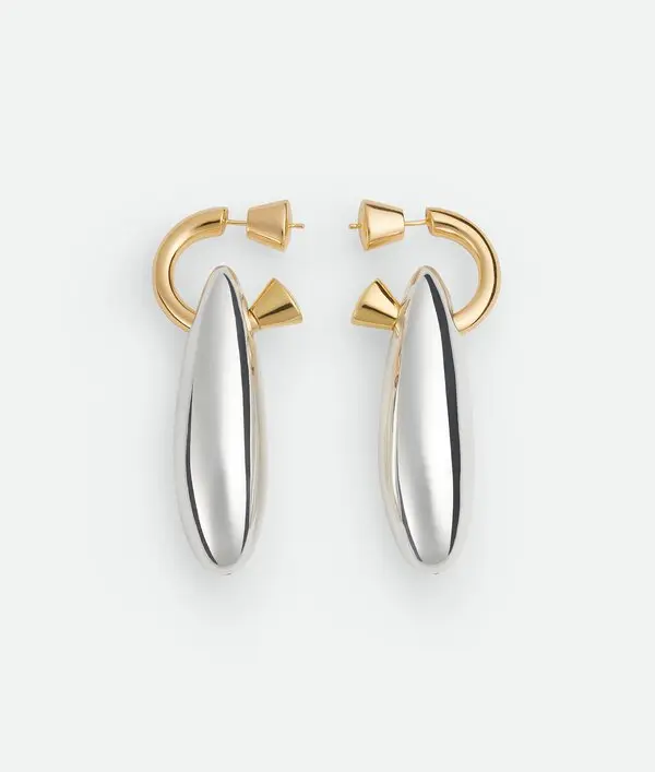 Bottega Veneta Ellipse Large Earrings - Silver/yellow Gold