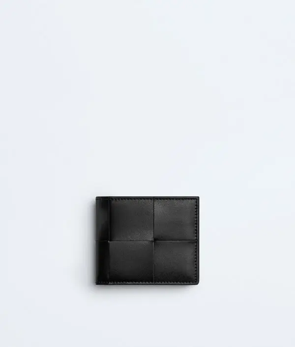 Bottega Veneta Cassette Bi-fold Wallet With Coin Purse - Black/parakeet